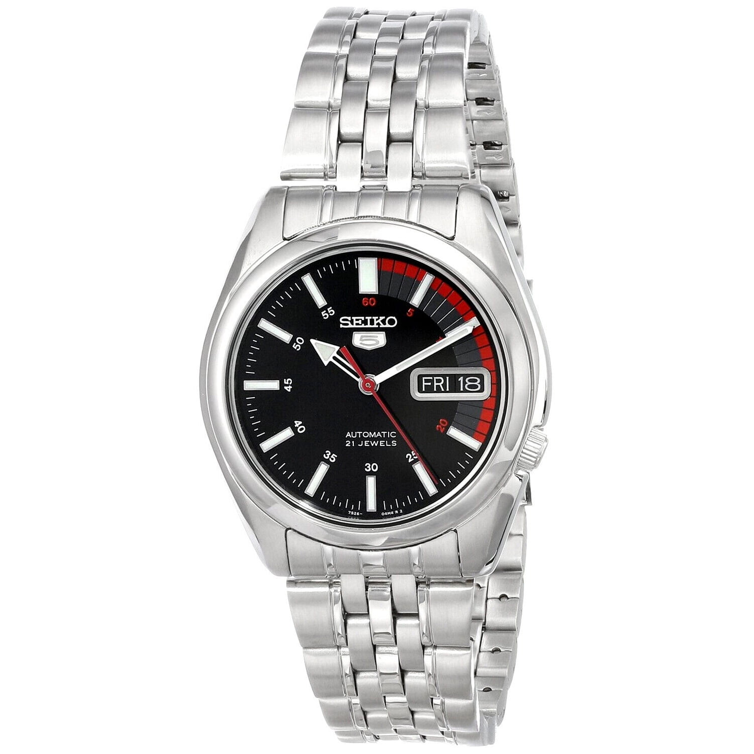 Seiko Unisex Series 5 Automatic Watch, SNK375K1, Black Dial, Stainless ...