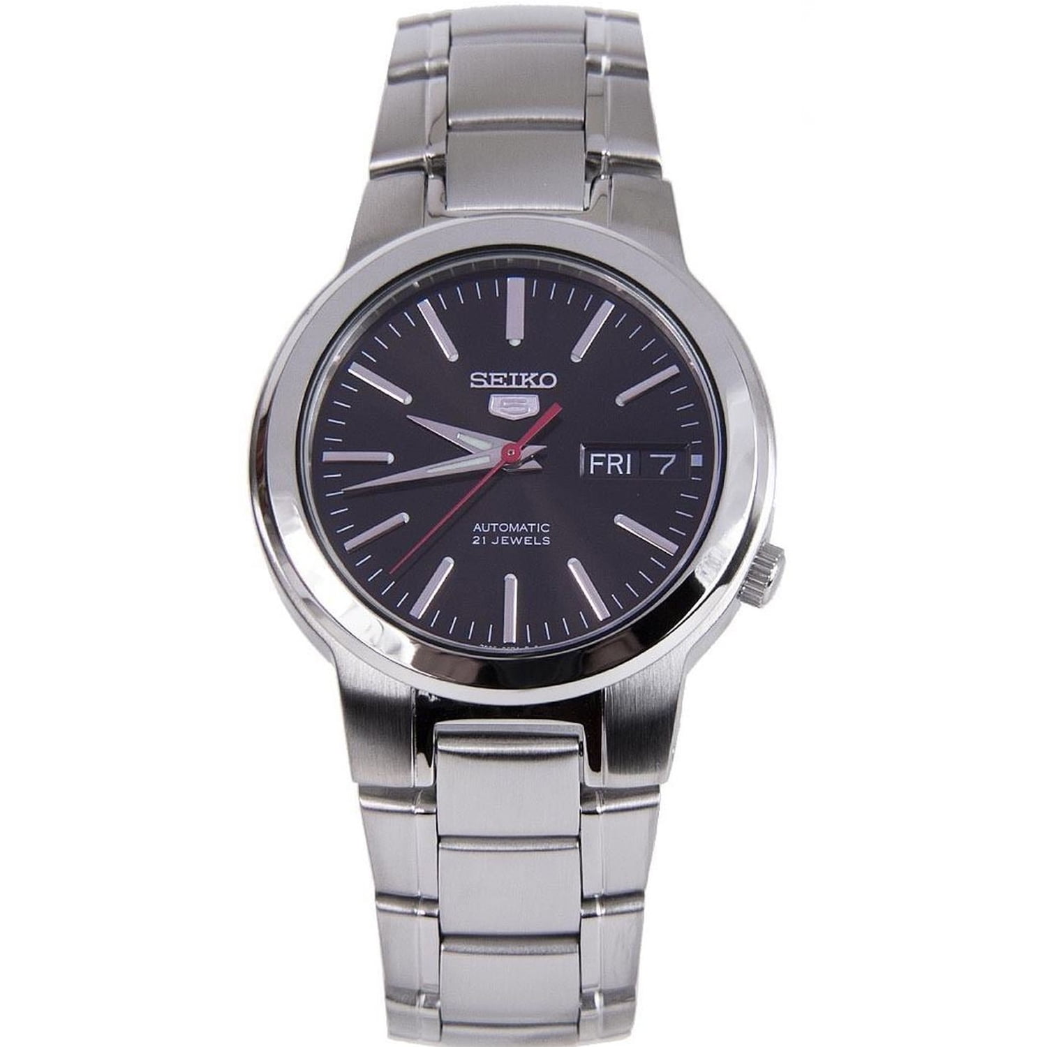 Seiko Men's 5 snka07 automatic black dial stainless steel watch ...