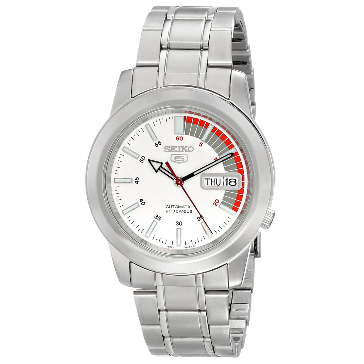 Seiko Men's Automatic Stainless Steel White Dial Day Date 30M Watch ...