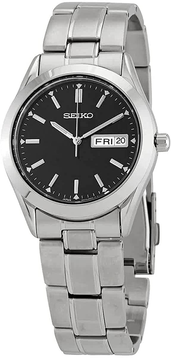 Seiko Essentials Men's Black Dial Stainless Steel Quartz Watch SUR361 ...