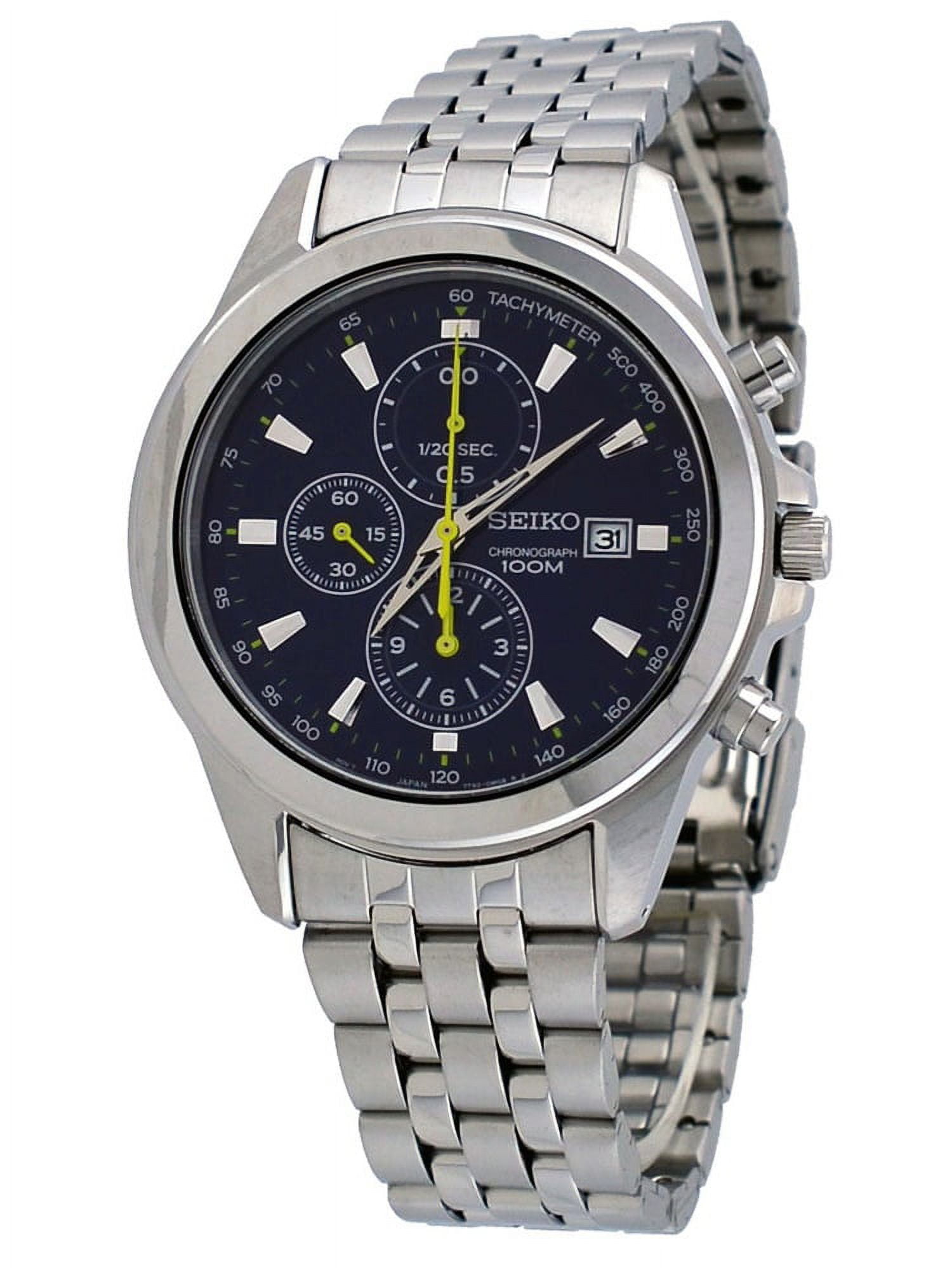 Seiko Men's SNDF03 Blue Dial Steel Bracelet Chronograph Watch - Walmart.com