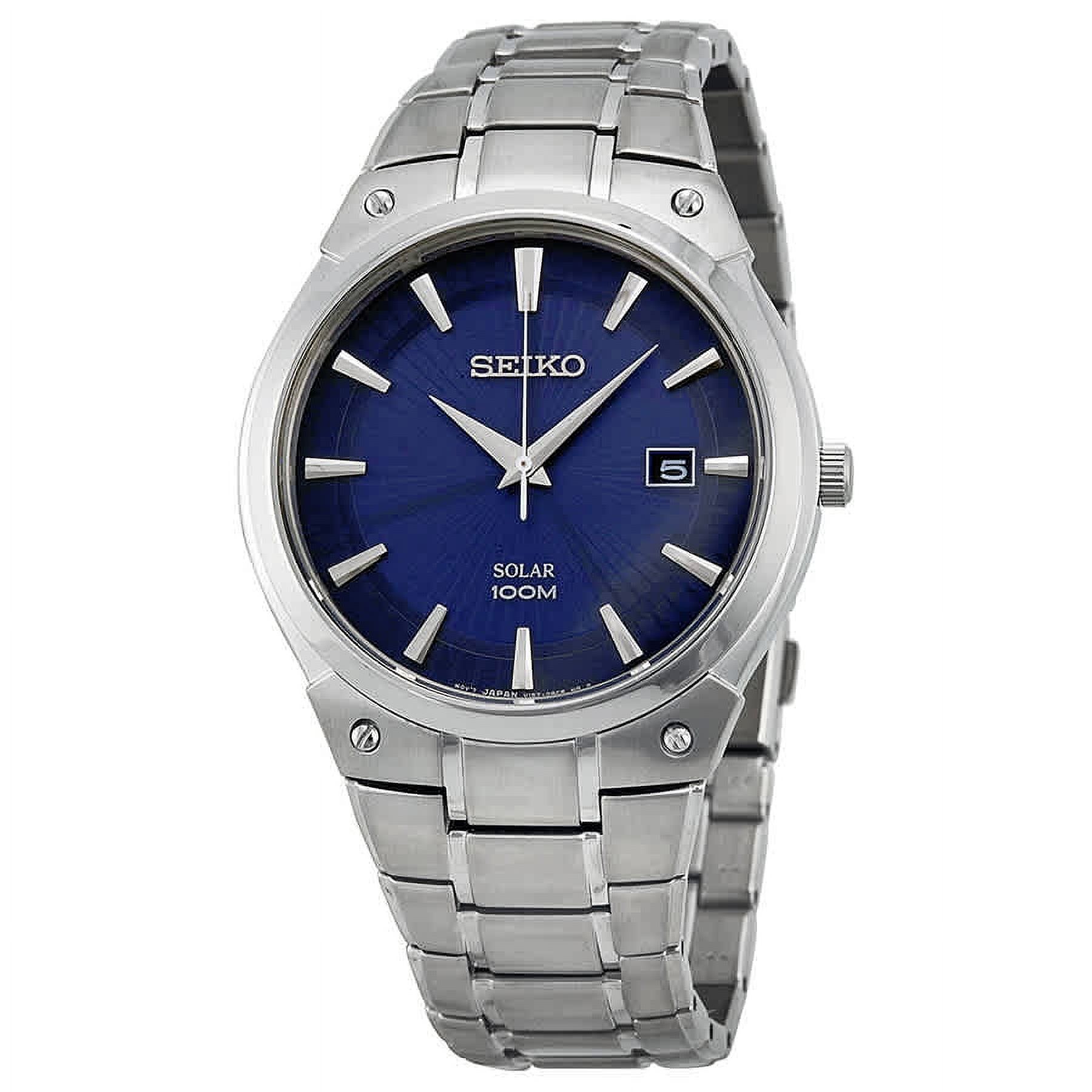 Seiko Men's Solar Stainless Steel Case and Bracelet Blue Dial Silver ...