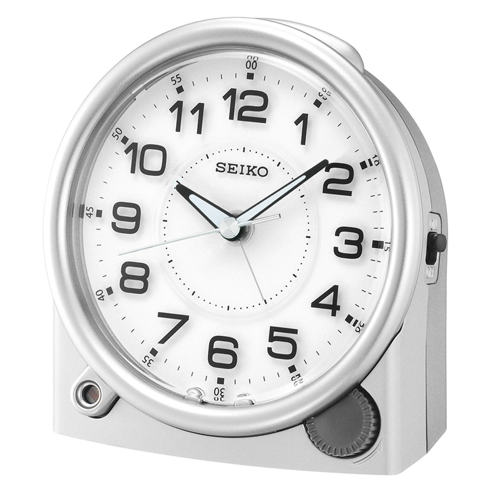 Seiko Modern Silver Bedside Alarm Clock, Analog, Quartz QHE143ALH ...