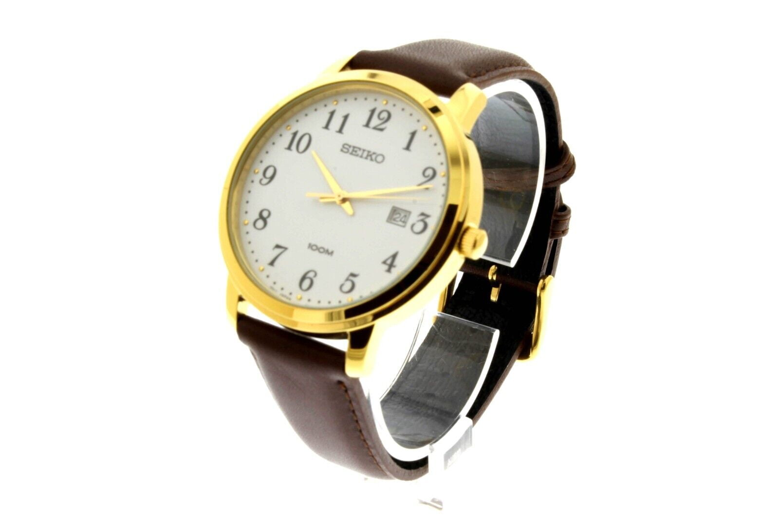 Seiko Neo Classic White Dial Brown Leather Men's Watch SUR210 - Walmart.com