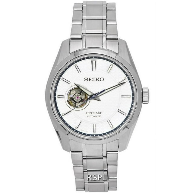 Seiko Presage Sharp Edged Open Heart White Dial Automatic SPB309 ...