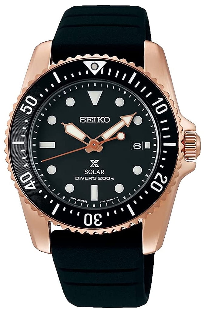 Seiko Prospex Solar Diver's Watch with Black Dial and Silicone Band ...