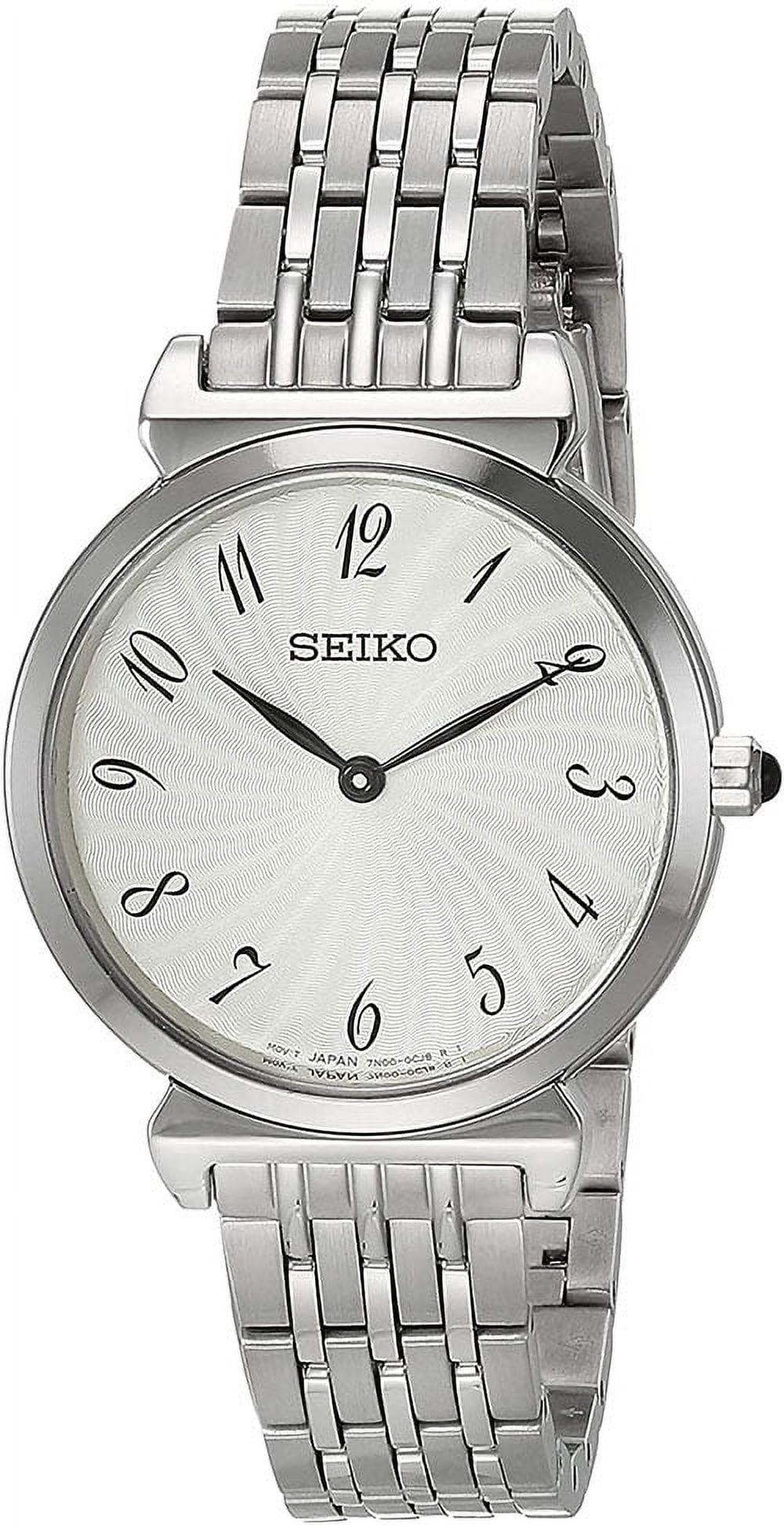 Seiko SFQ801 Essentials Stainless Steel Silver Patterned Dial Women's ...