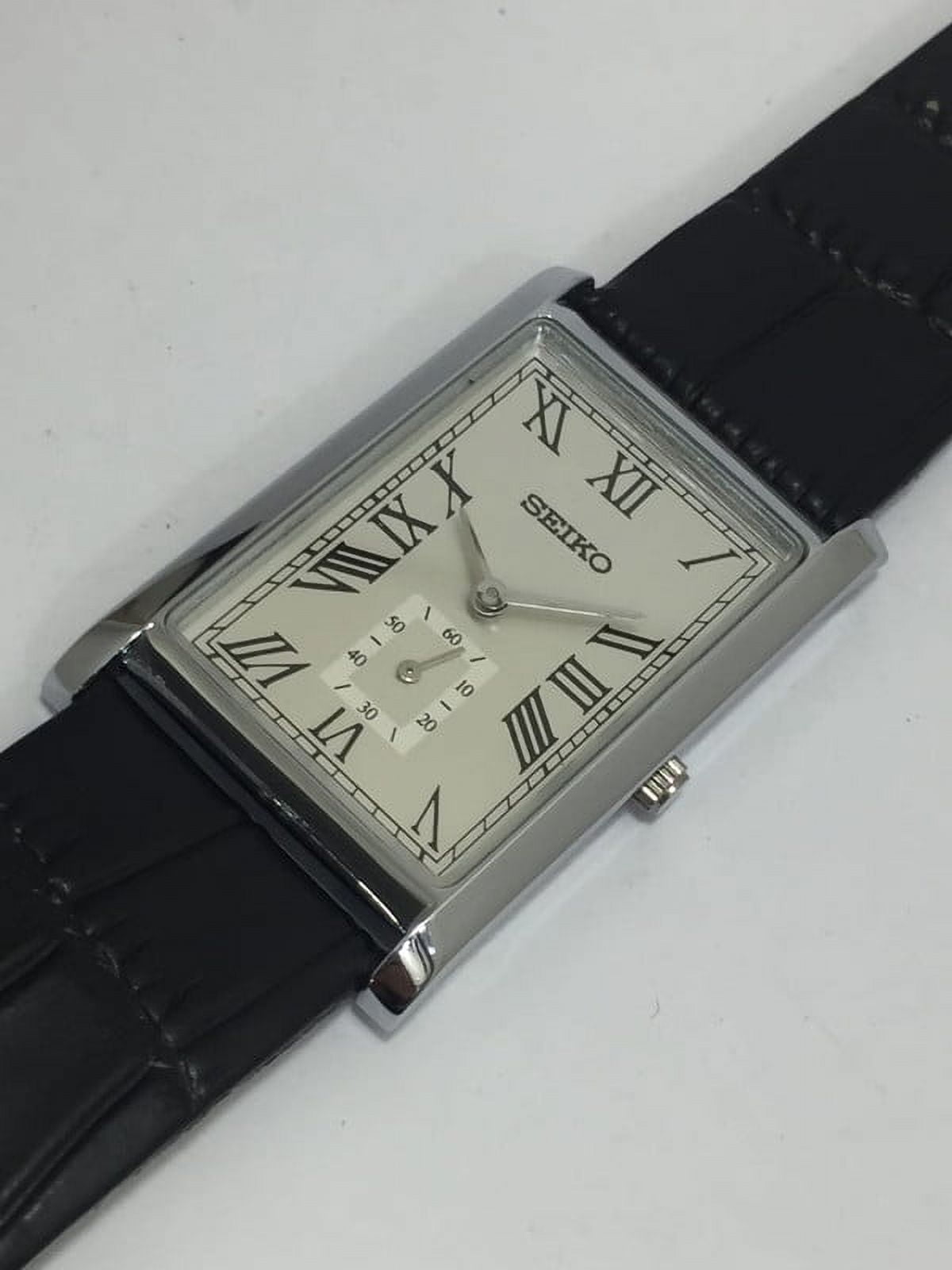 Seiko Slim Side Second Tank Quartz Roman Number Silver Dial With ...