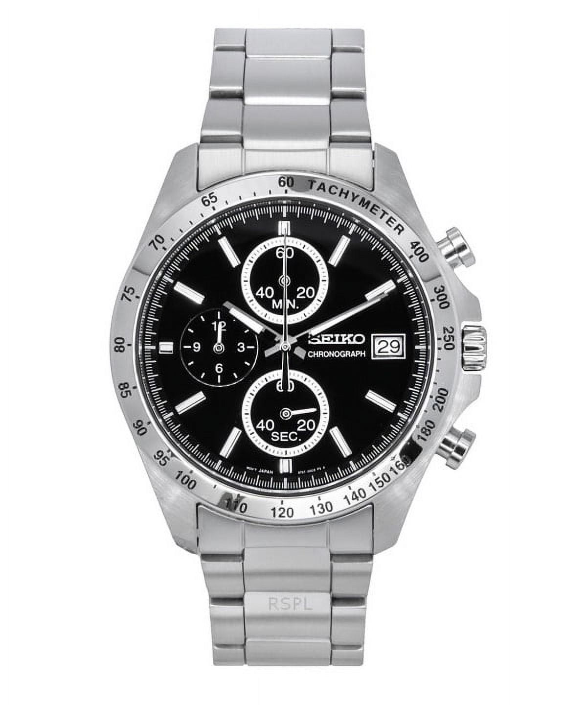 Seiko Spirit Chronograph Stainless Steel Black Dial Quartz SBTR005 100M Men's Watch - Walmart.com