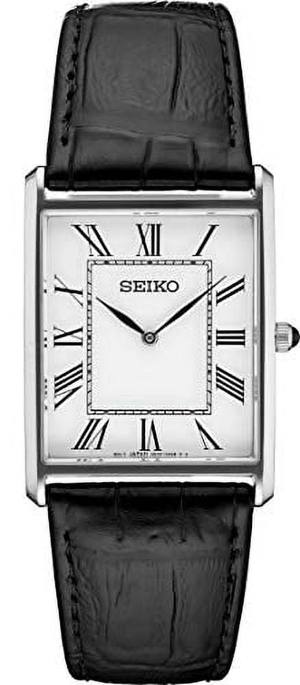 Seiko Male Leather Strap Wristwatch, Black - Walmart.com