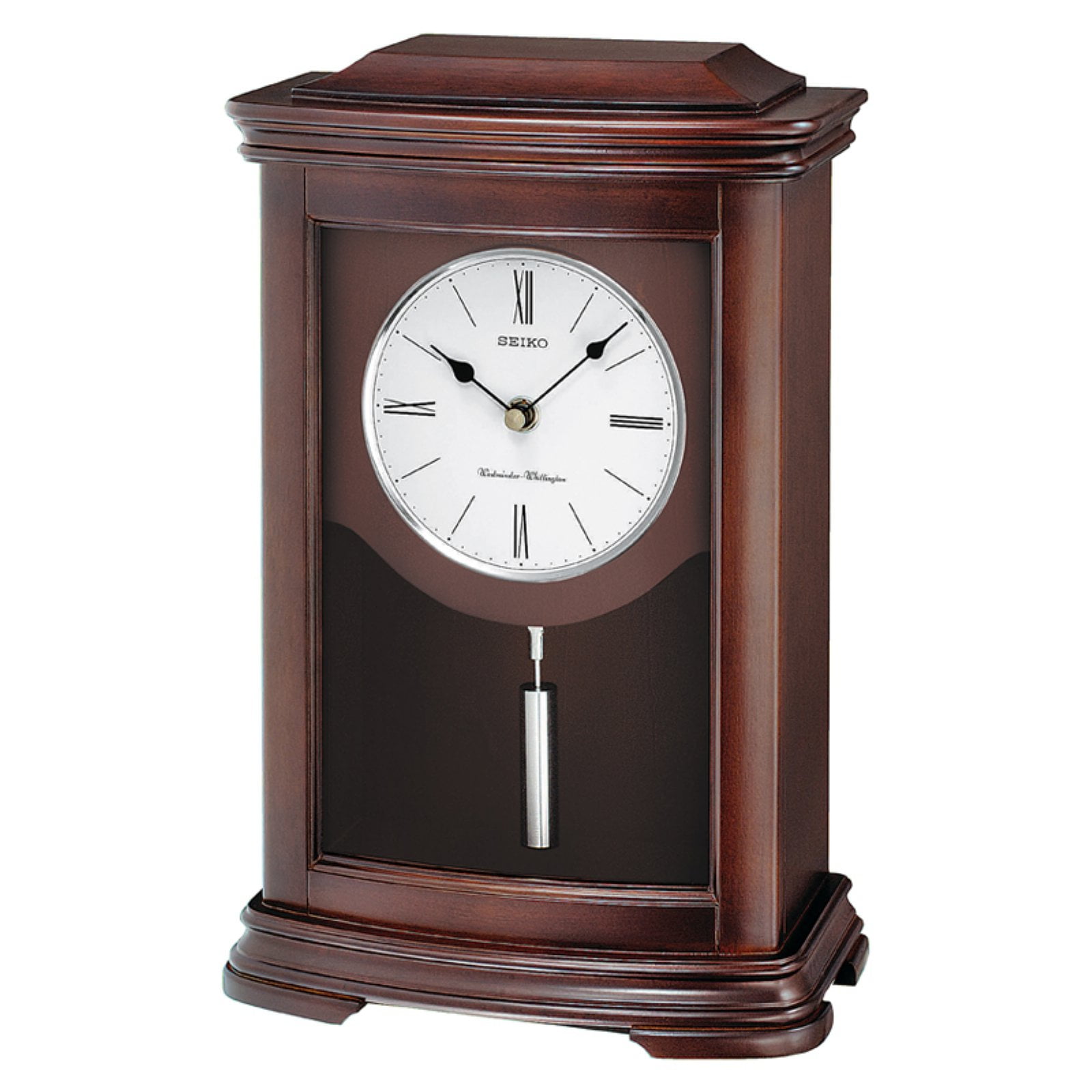 Seiko Suki Chime Clock w/Pendulum Brown Mantel Clock, QXQ013BLH ...