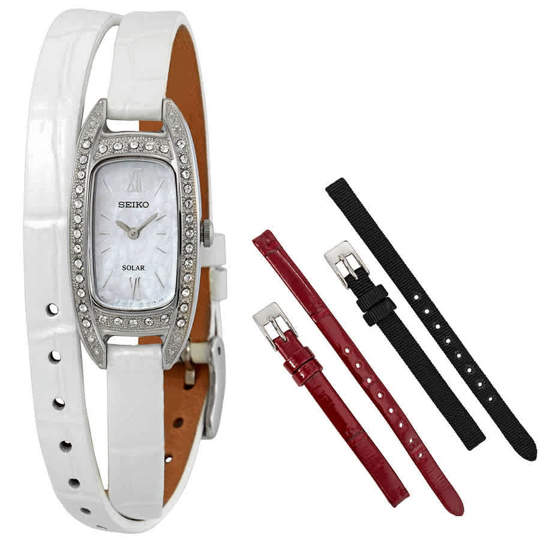 Seiko Women's NEW SUP391 CRYSTAL LEATHER BANDED WATCH - Walmart.com