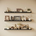 SeilKocv Modern Black Wall Mounted Floating Shelves Set of 3, 48" Wood ...
