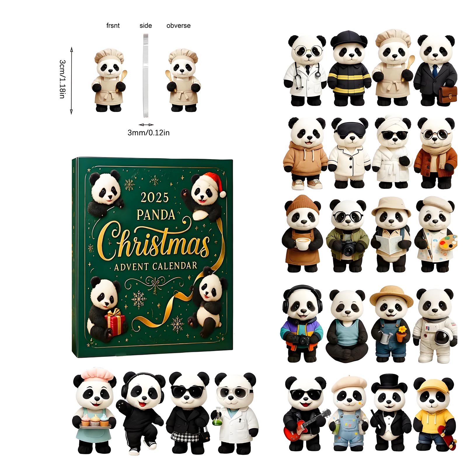 Seilly 2025 Panda Advent Calendar, 24 Days Christmas Countdown Calendar ...