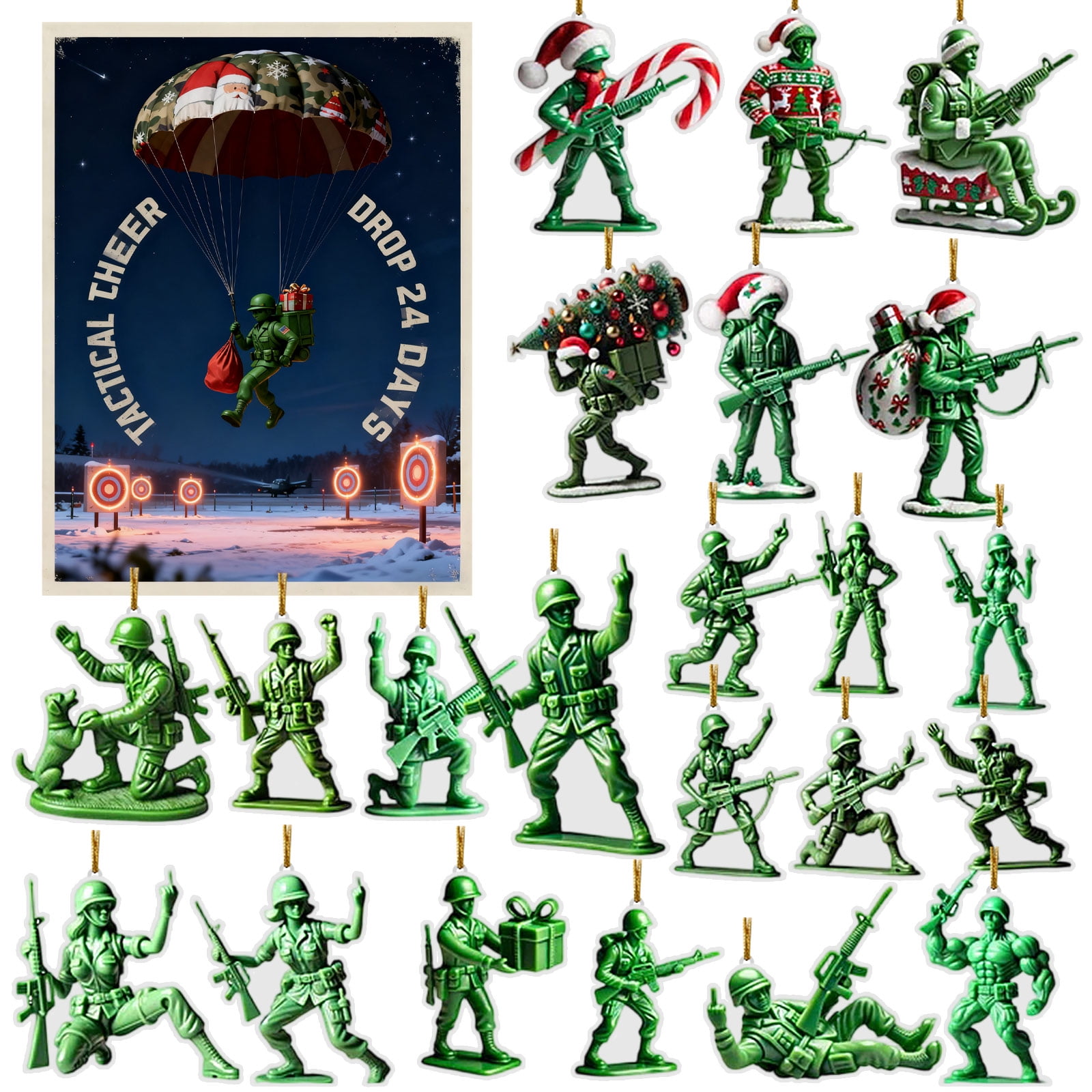 Seilly Green Army Men Advent Calendar 2025, 24 PCS Acrylic Military ...
