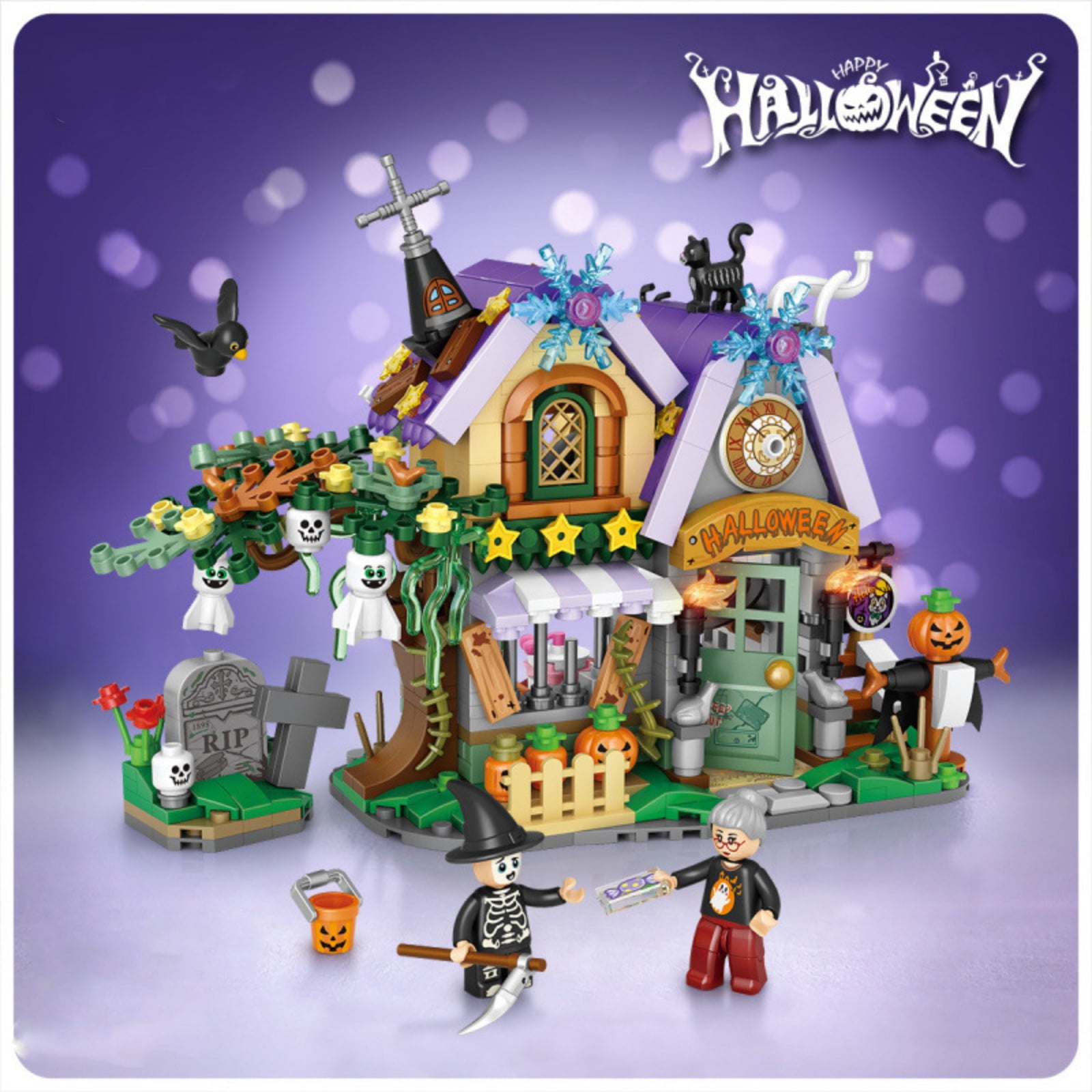 Seilly Halloween Building Blocks Set, Spooky Cottage Micro Bricks, DIY ...