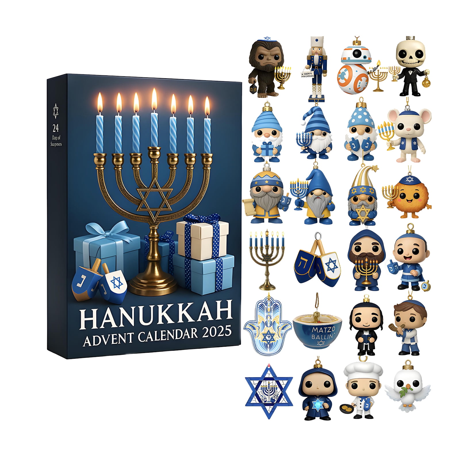 Seilly Hanukkah Advent Calendar 2025, 24-Day Christmas Countdown ...