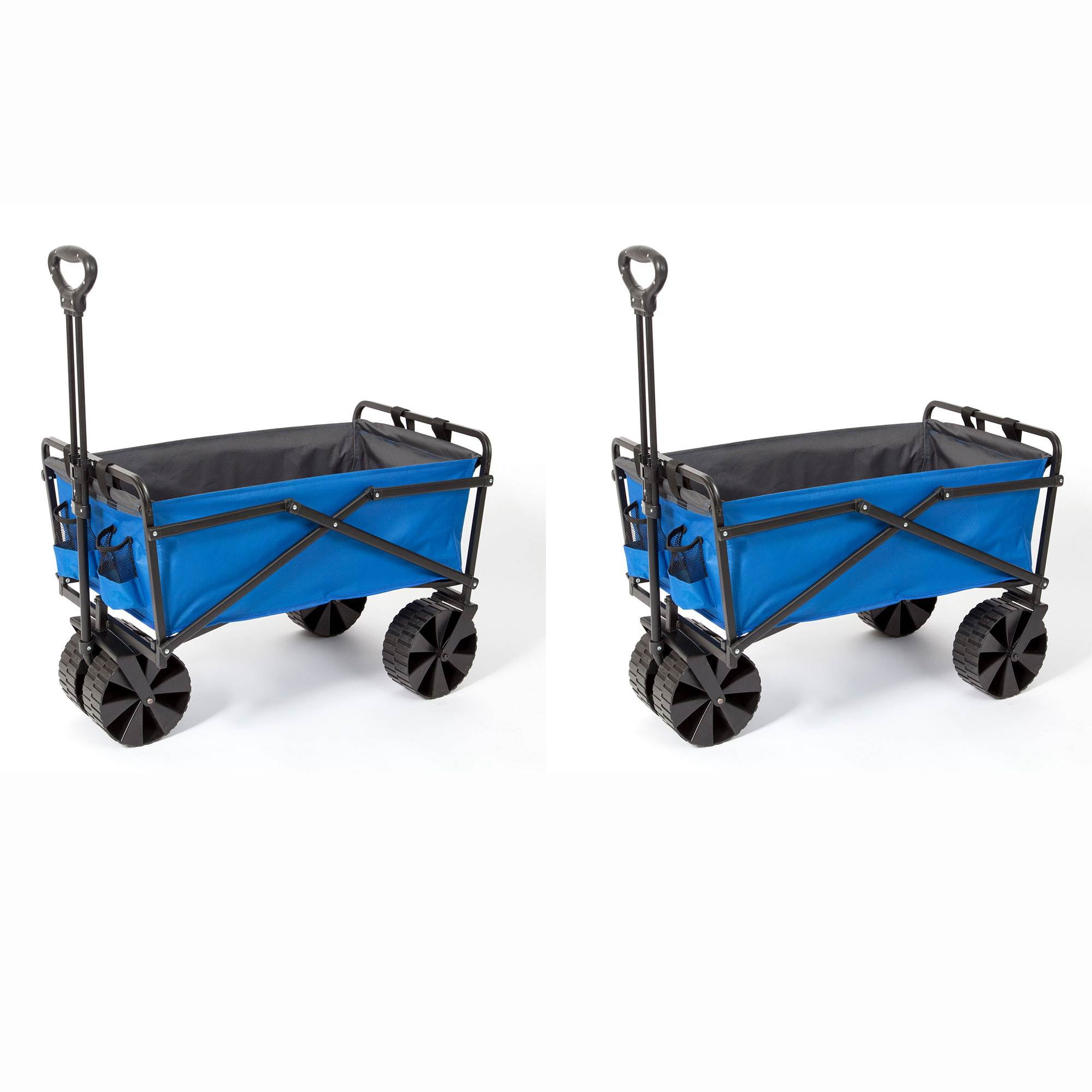Seina Powder Coated Steel Collapsible Garden Cart Wagon, Blue & Grey (2 ...
