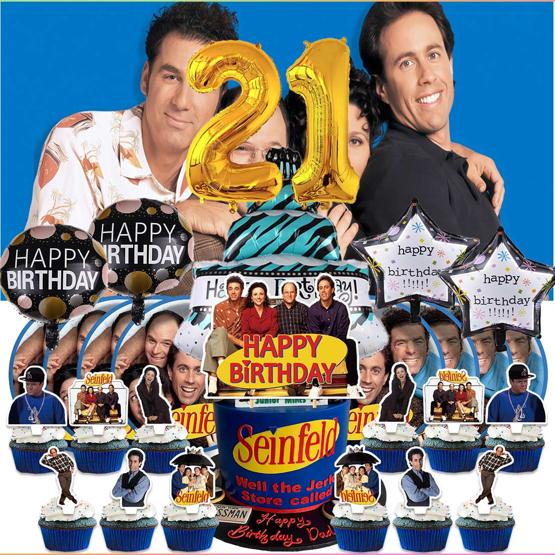Seinfeld 21th Tableware Balloons Cake Toppers Backdrop Banner Supplies ...
