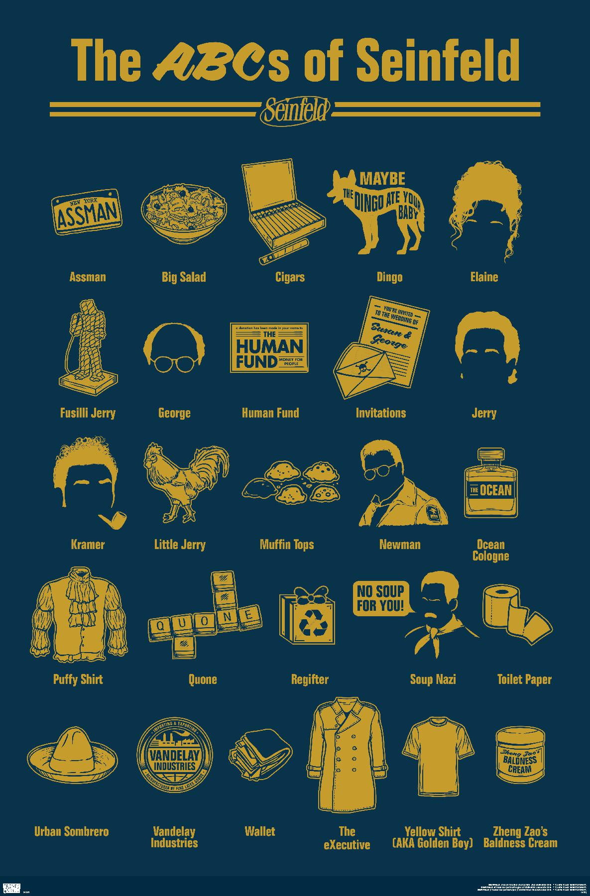 Seinfeld - ABCs of Seinfeld Wall Poster, 22.375" x 34" - Walmart.com