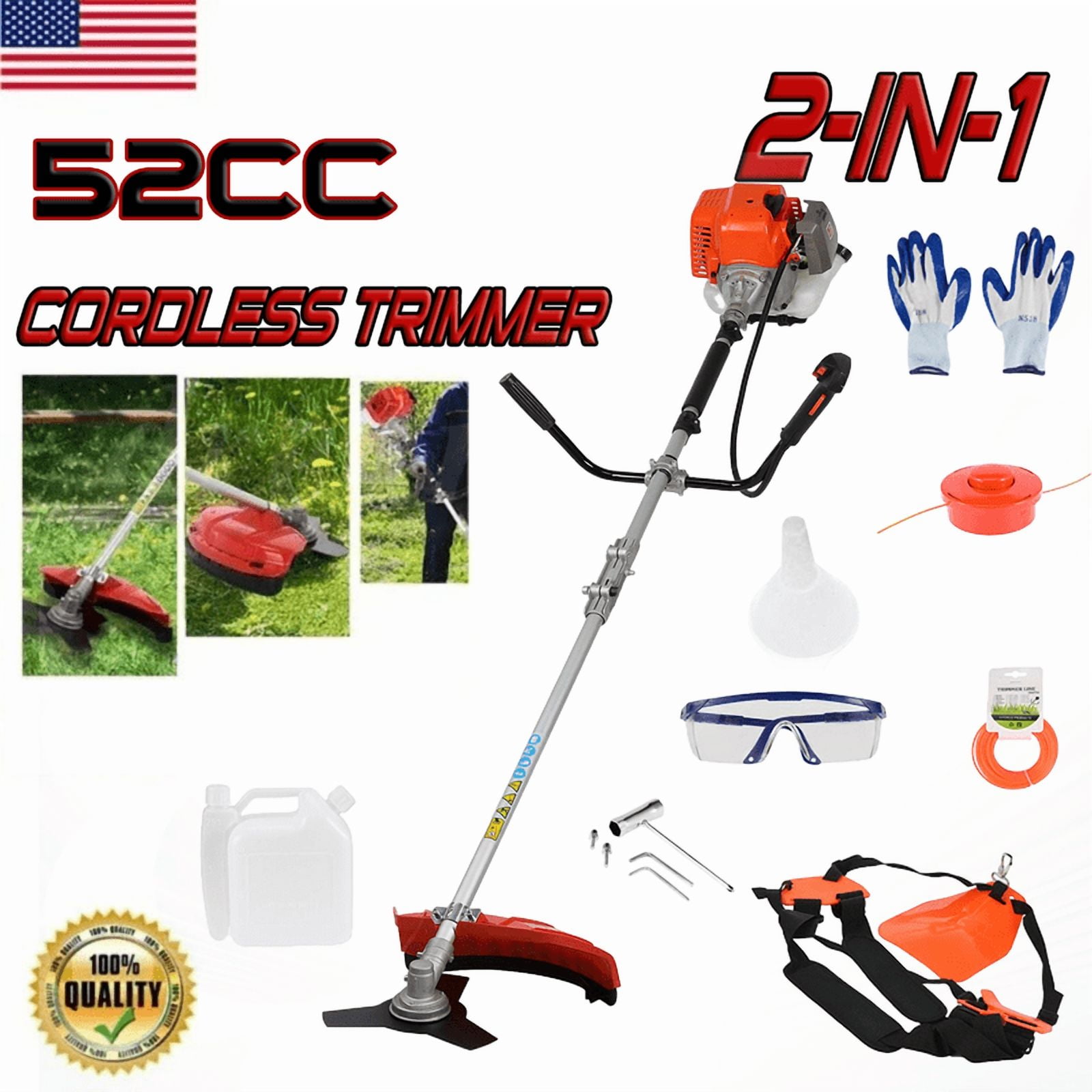 Seipouy 2 in 1 Weed Wacker Gas, 52cc 2-Stroke Gas Weed Eater, String ...