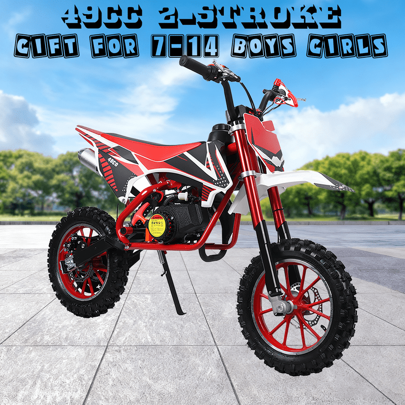 Seipouy 49cc Dirt Bike for Adults & Kids, 2-Stroke Mini Bike Gas Powered Off Road Trail Bikes ...