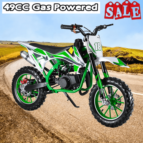 Seipouy Kids Dirt Bike, 49cc 2-Stroke Mini Bike Gas Powered Off Road Trail Bike with Strong Dual ...