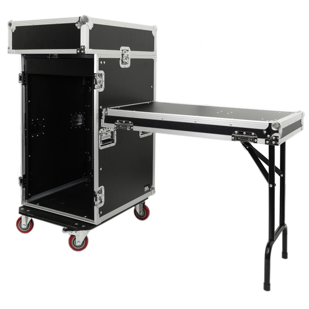 Seismic Audio 16 Space Pro Audio DJ Road Rack Case with DJ Work Table ...