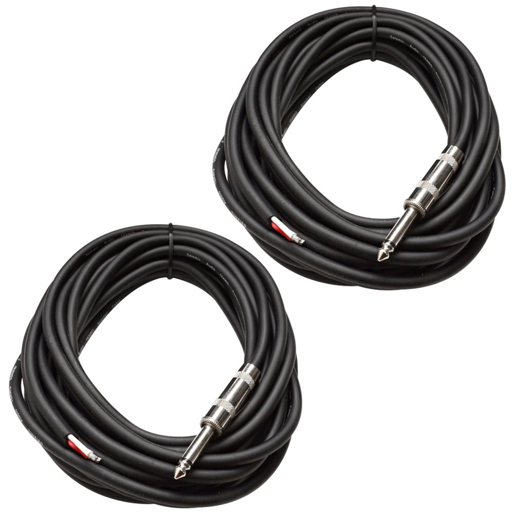 Seismic Audio 2 25' Raw Wire-1/4" PA/DJ SPEAKER CABLES - QRW25Pair ...