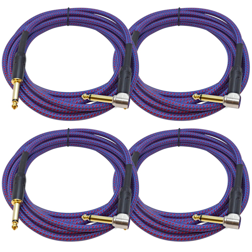 Seismic Audio 4 PK 10 Foot Supreme Guitar or Instrument Cables - Royal ...
