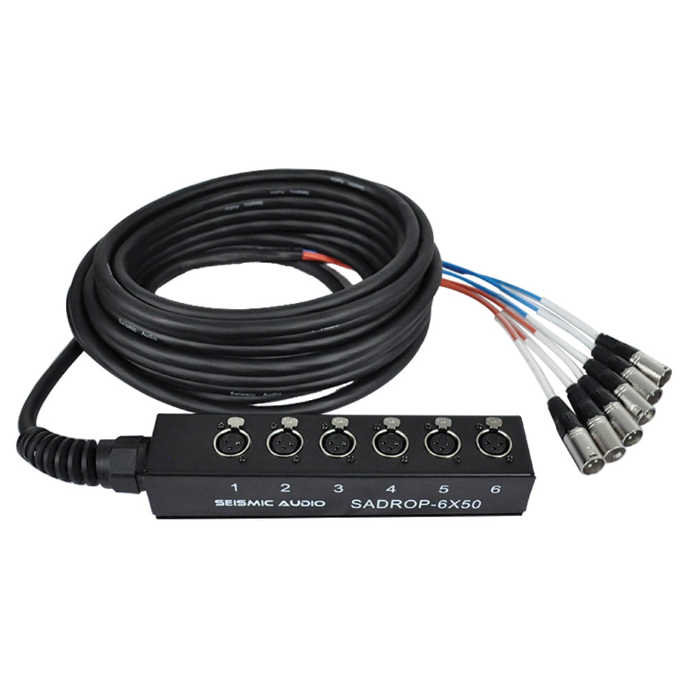 Seismic Audio 6 Channel Drop Snake Cable - 50 Foot Pro Audio Sub Snake ...