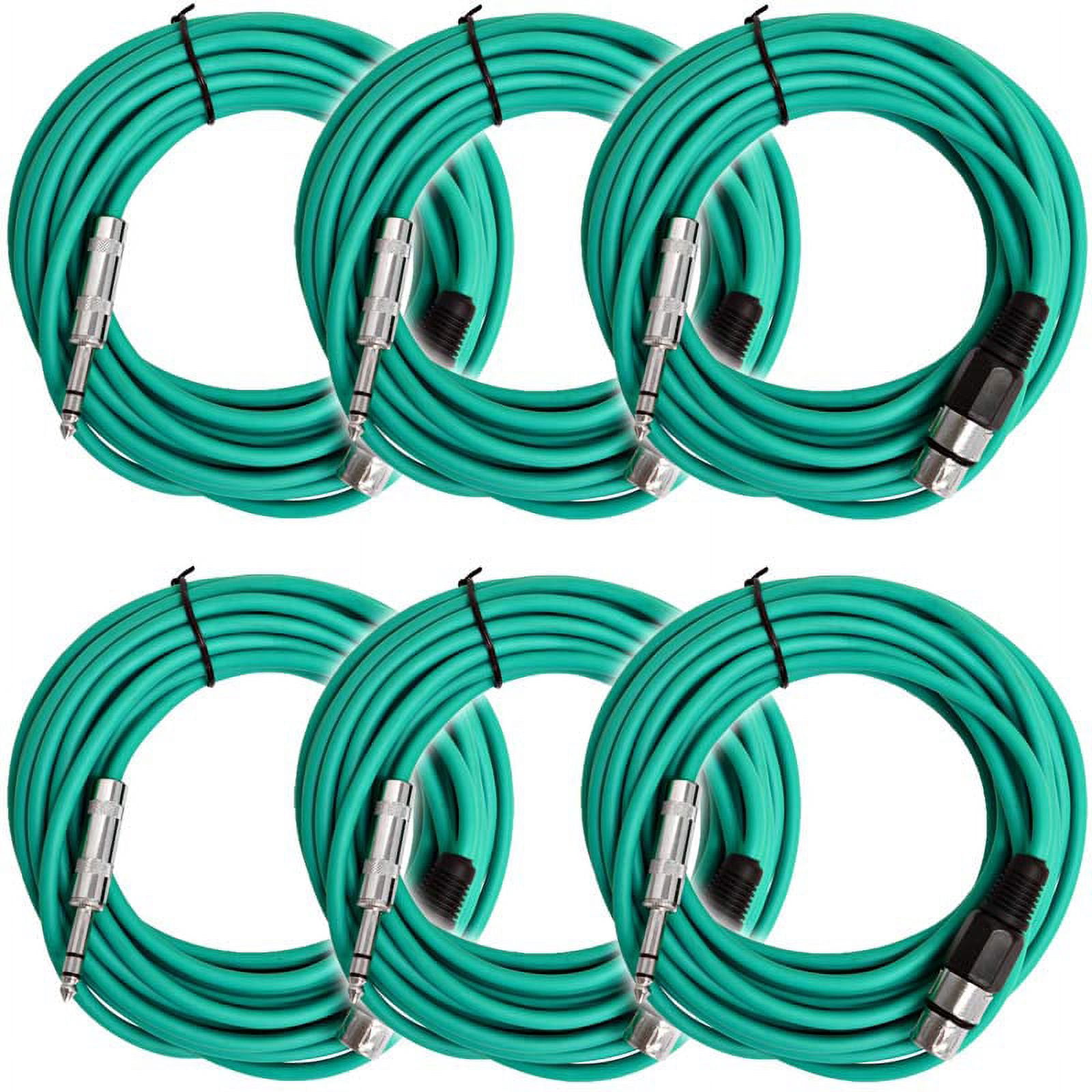 Seismic Audio - 6 Pack of Green 25 Ft XLR Female to 1/4" TRS Patch ...