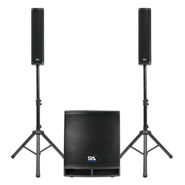 "Seismic Audio - Apex-12D 1600W 12"" Active Subwoofer & 4x4 Column Line ...