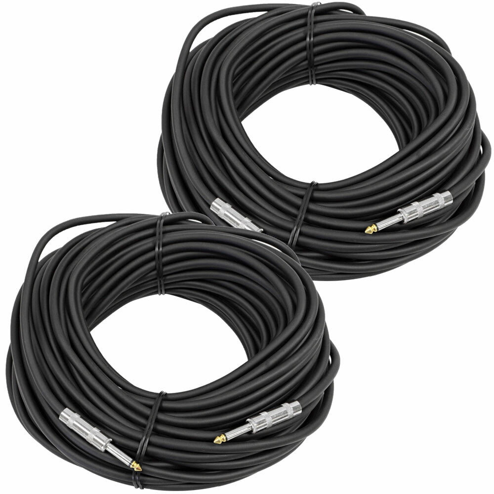 Seismic Audio NEW PAIR 100 Foot 1/4" Speaker Cables Cords Wires PA/DJ ...