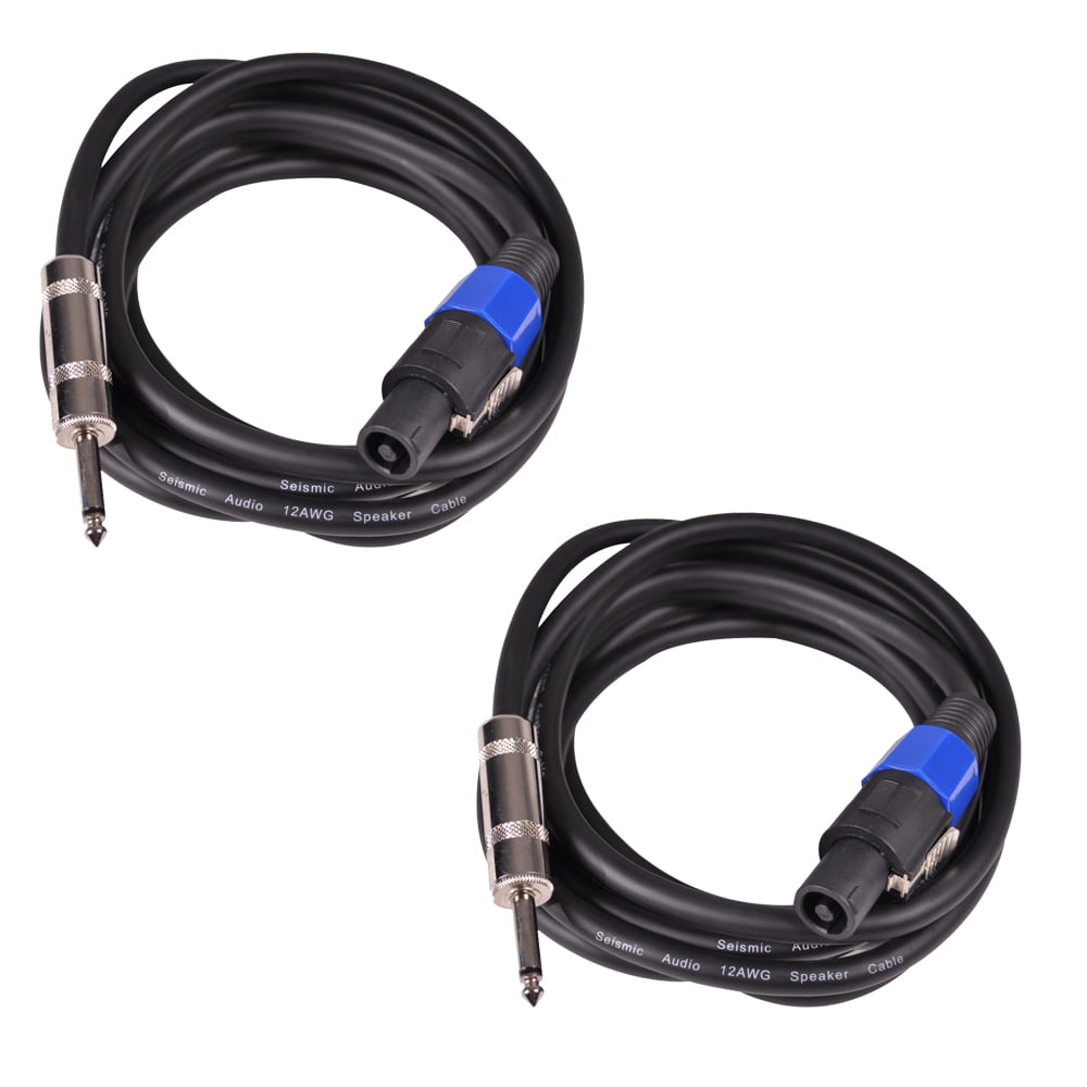 Seismic Audio Pair of 12 Gauge Speakon to 1/4" Pro Audio Speaker Cables ...
