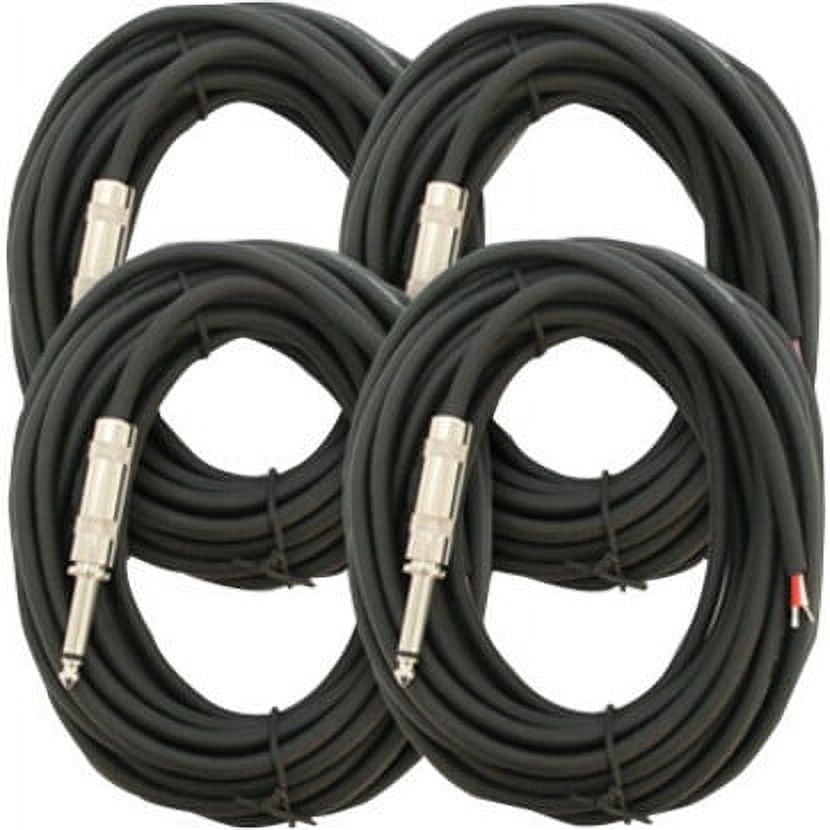 Seismic Audio QRW25, 4 Pack of Raw Wire to 1/4" Speaker Cables 25 ...