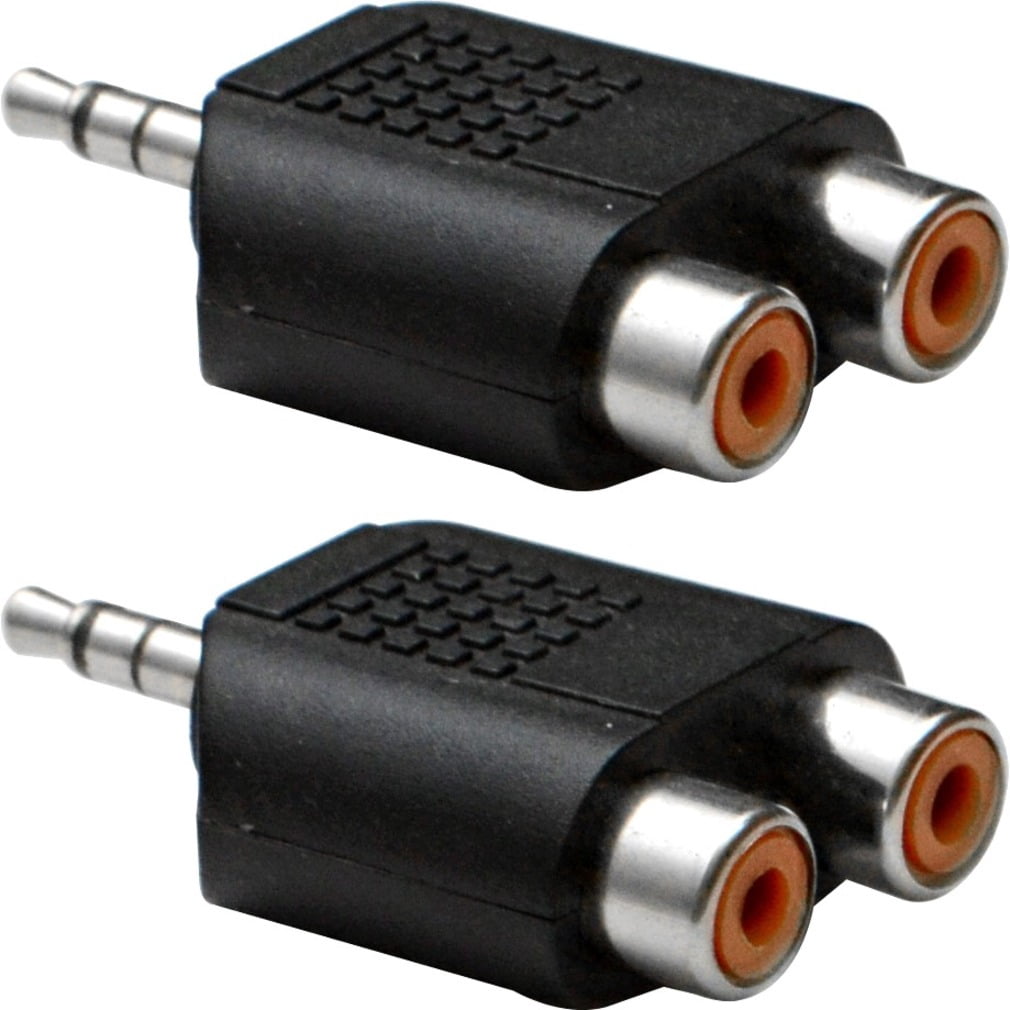 SAPT55 (2 Pack) - 1/8" male to Dual RCA Female Adapter - Walmart.com