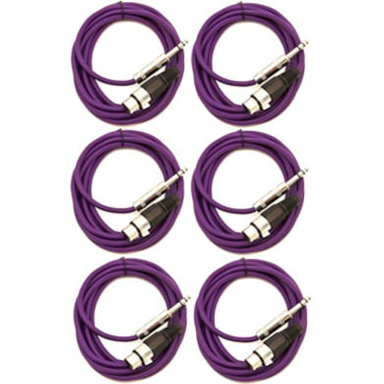 Seismic Audio SATRXL-F6, 6 Pack of Purple 6' XLR Female to TRS Patch ...