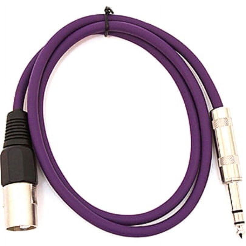 Seismic Audio SATRXL-M3, Purple 3' XLR Male to TRS Patch Cable ...