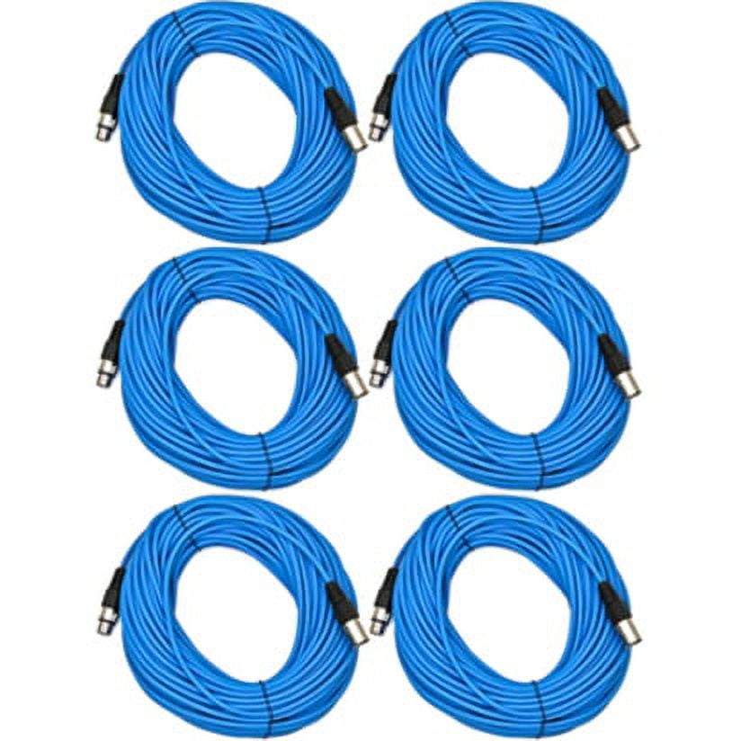 Seismic Audio SAXLX-100, 6 Pack of Blue 100 Foot XLR Microphone Cables ...