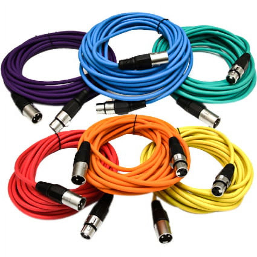 Seismic Audio SAXLX-25, 6 Pack of Multiple Colors 25 Foot XLR Patch ...