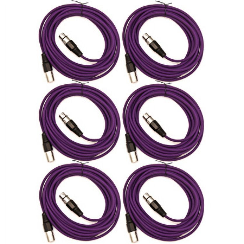 Seismic Audio SAXLX-25, 6 Pack of Purple 25 Foot XLR Microphone Cables ...