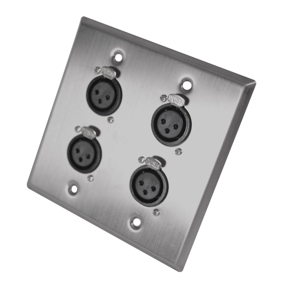 Seismic Audio Stainless Steel Wall Plate - 2 Gang with 4 XLR Female ...