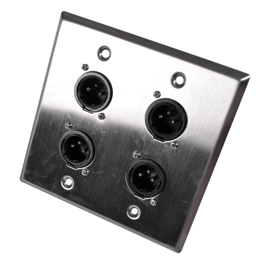 Seismic Audio Stainless Steel Wall Plate - 2 Gang with 4 XLR Male ...