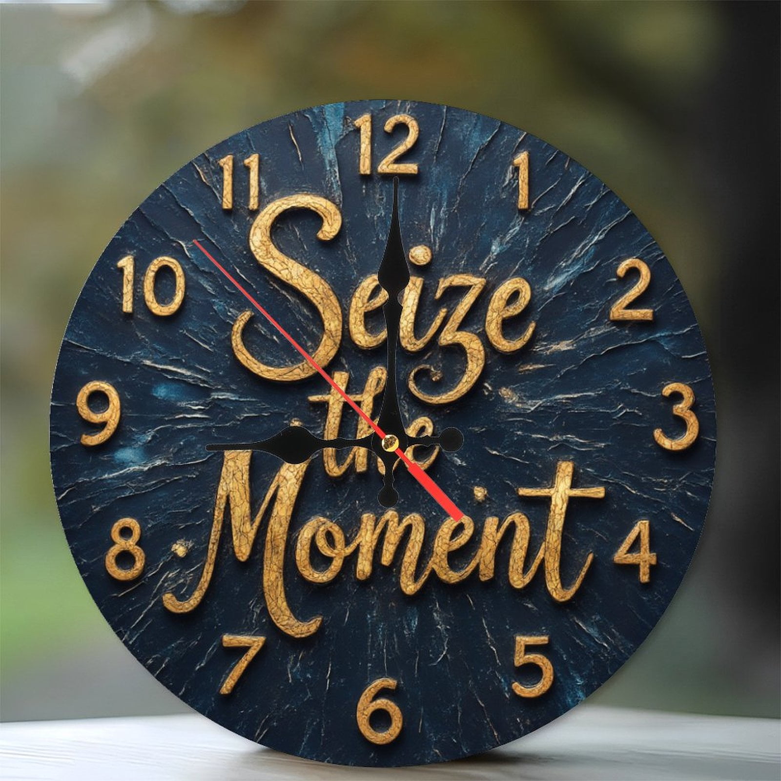 Seize The Moment Wall Clock Unique Decor Gold Textured 10-Inch Silent ...