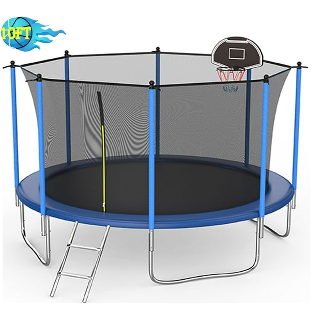 Seizeen 10FT Kids Trampoline with Enclosure, Outdoor Trampolines High ...