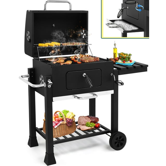 Seizeen Charcoal Grill, 42.5''H Portable BBQ Grill on Wheels, Heavy ...