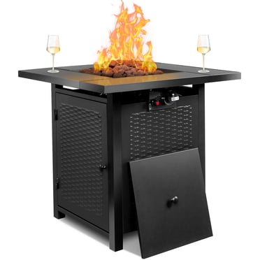 Legacy Heating 28" Square 50000 BTU Propane Fire Pit Table with Lid ...