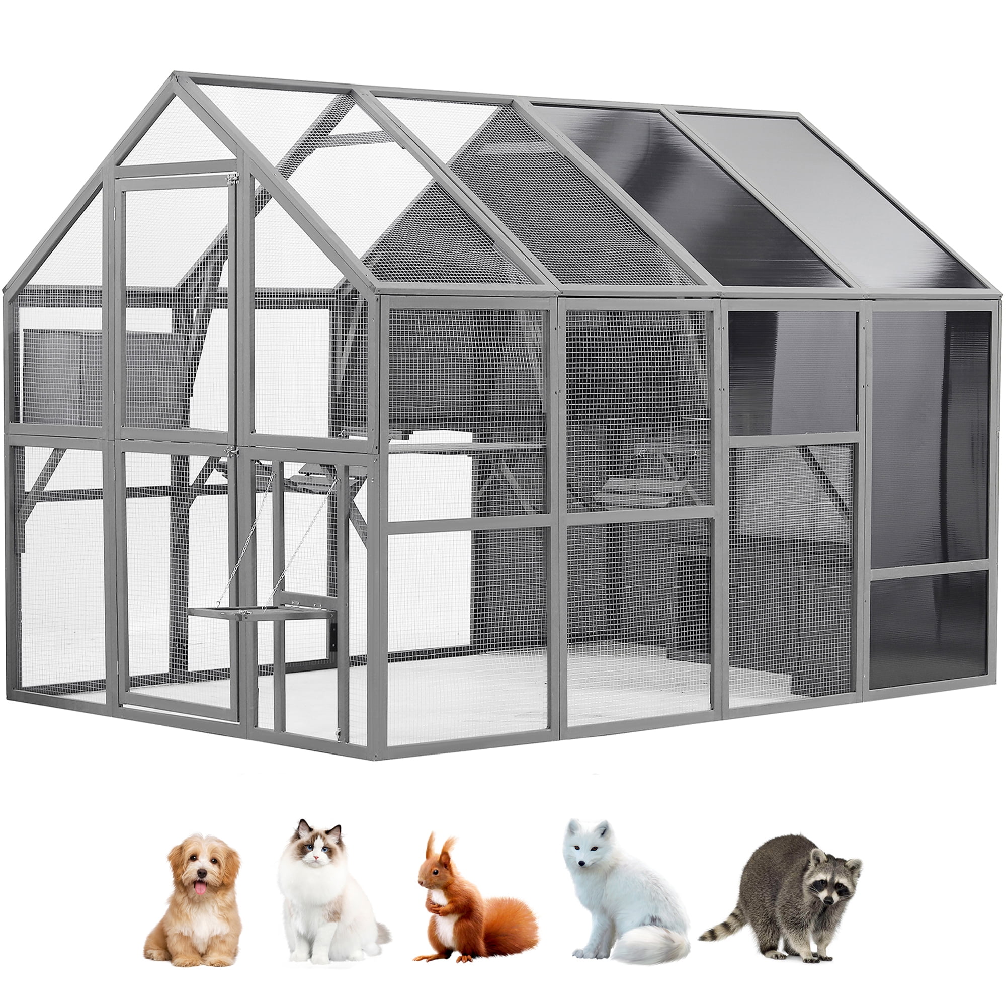 Seizeen 56ft² Extra Large Cat House, Outdoor Cat Enclosure Wooden Catio ...