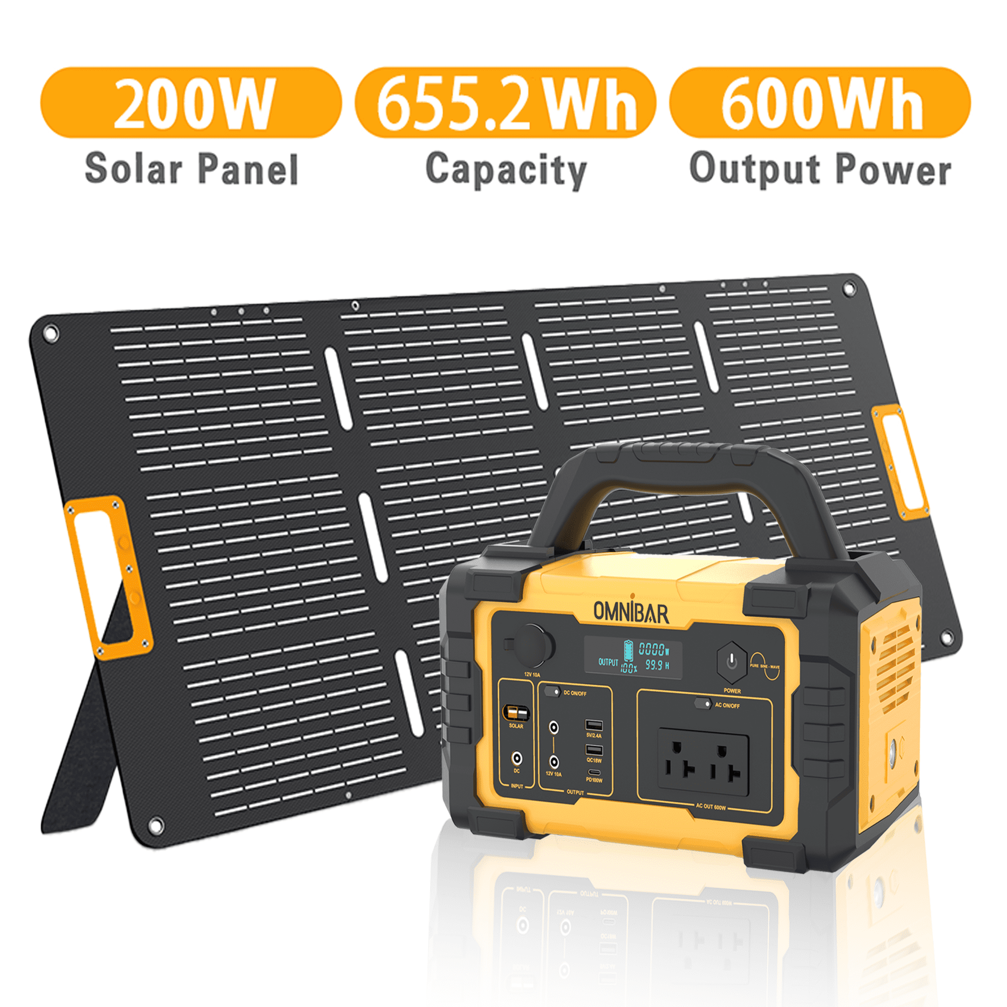 Seizeen 600W Portable Power Station with 200W Foldable Solar Panel, 655 ...